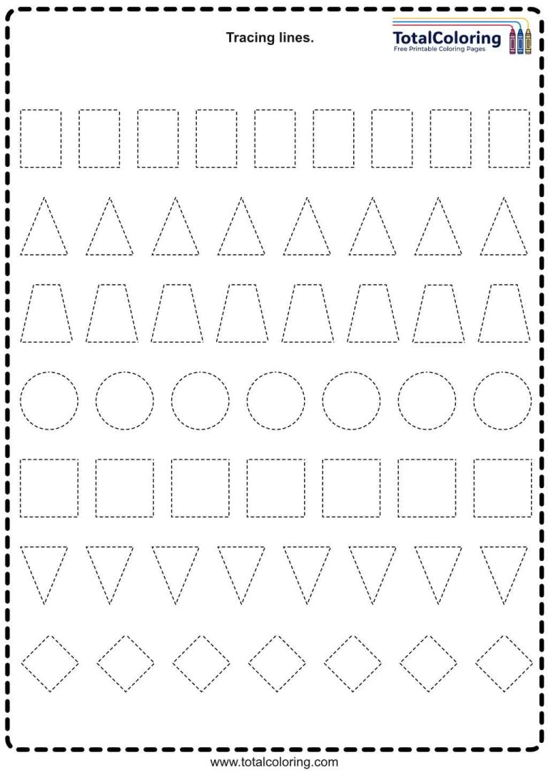 Tracing lines worksheets. Free printable PDF - TotalColoring.com