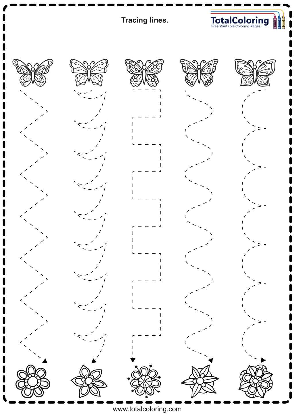Tracing lines worksheets. Free printable PDF - TotalColoring.com