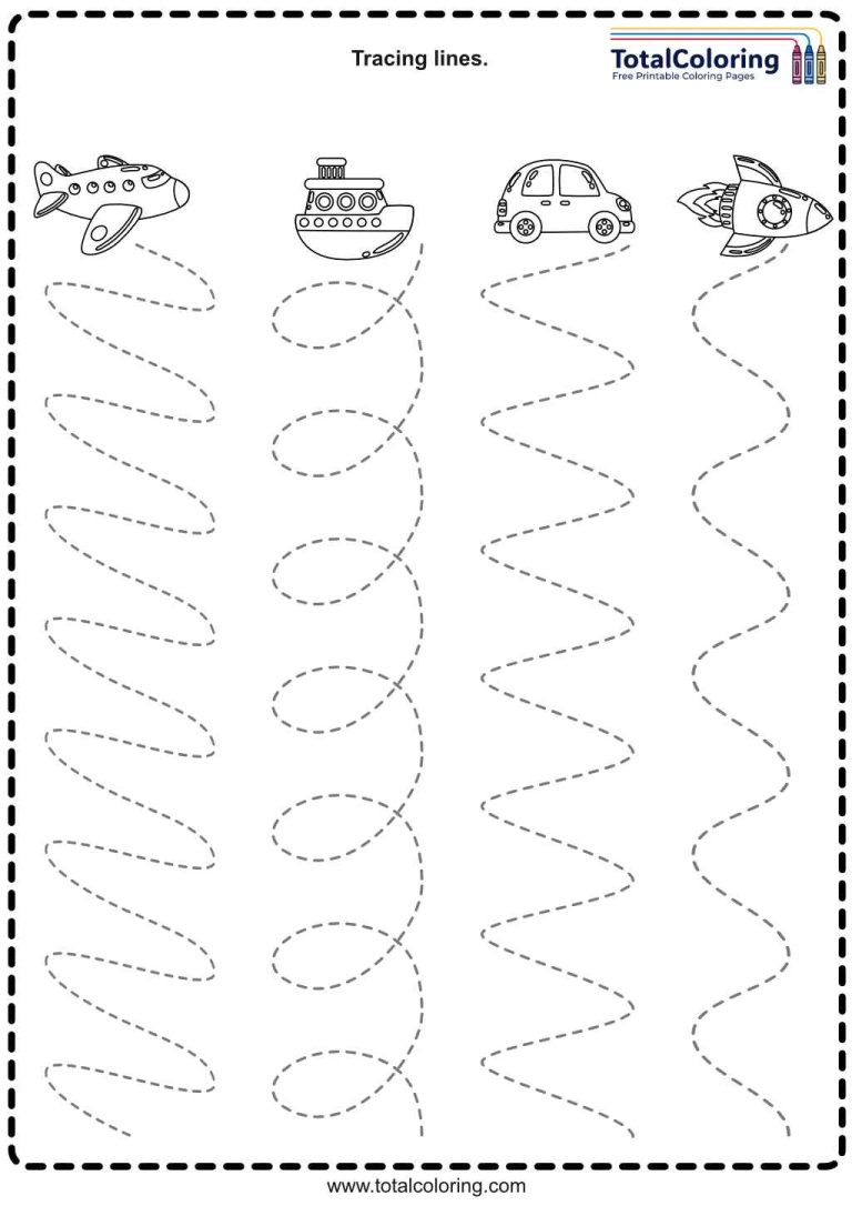 Tracing lines worksheets. Free printable PDF - TotalColoring.com